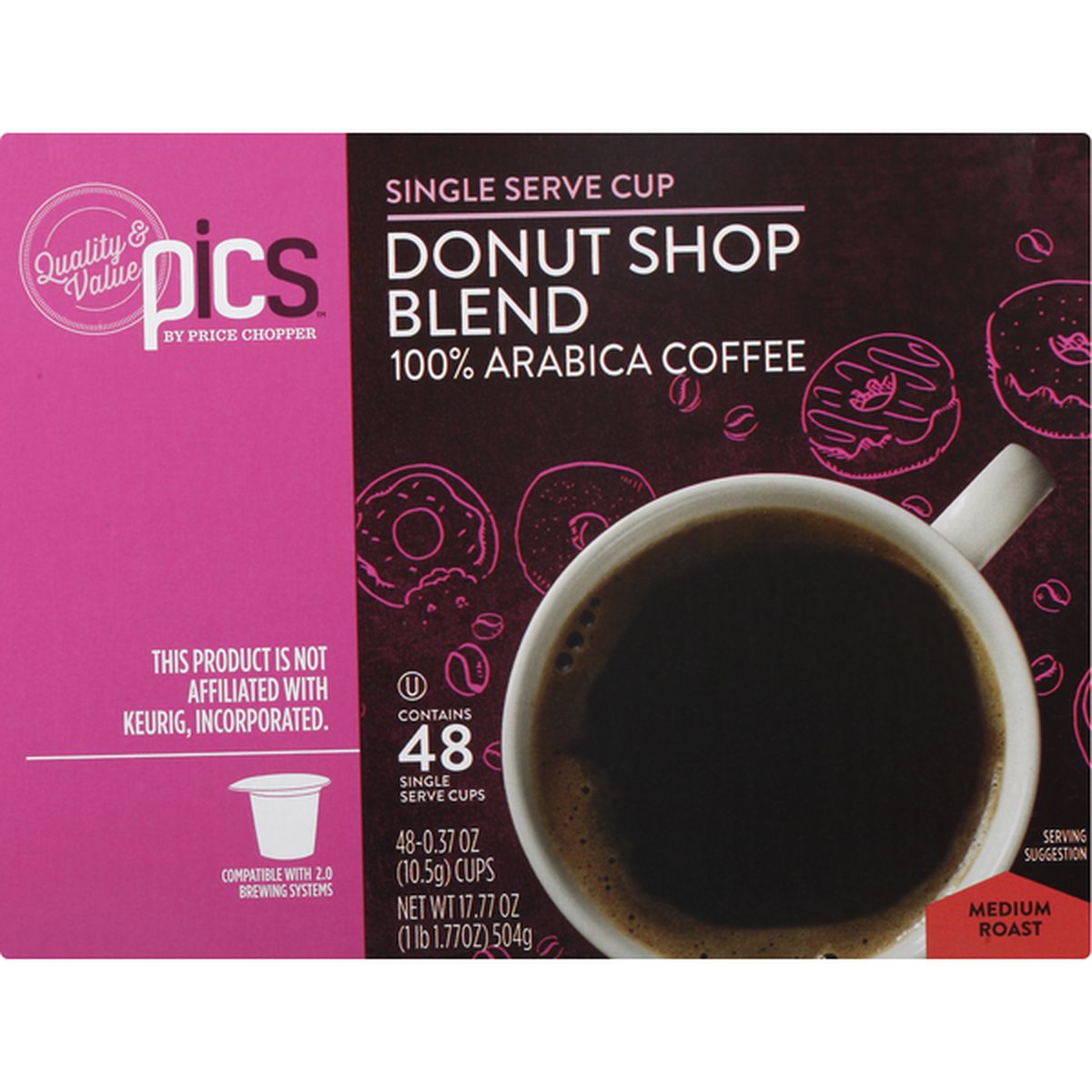 Pics Coffee, 100% Arabica, Medium Roast, Donut Shop Blend, Single Serve ...
