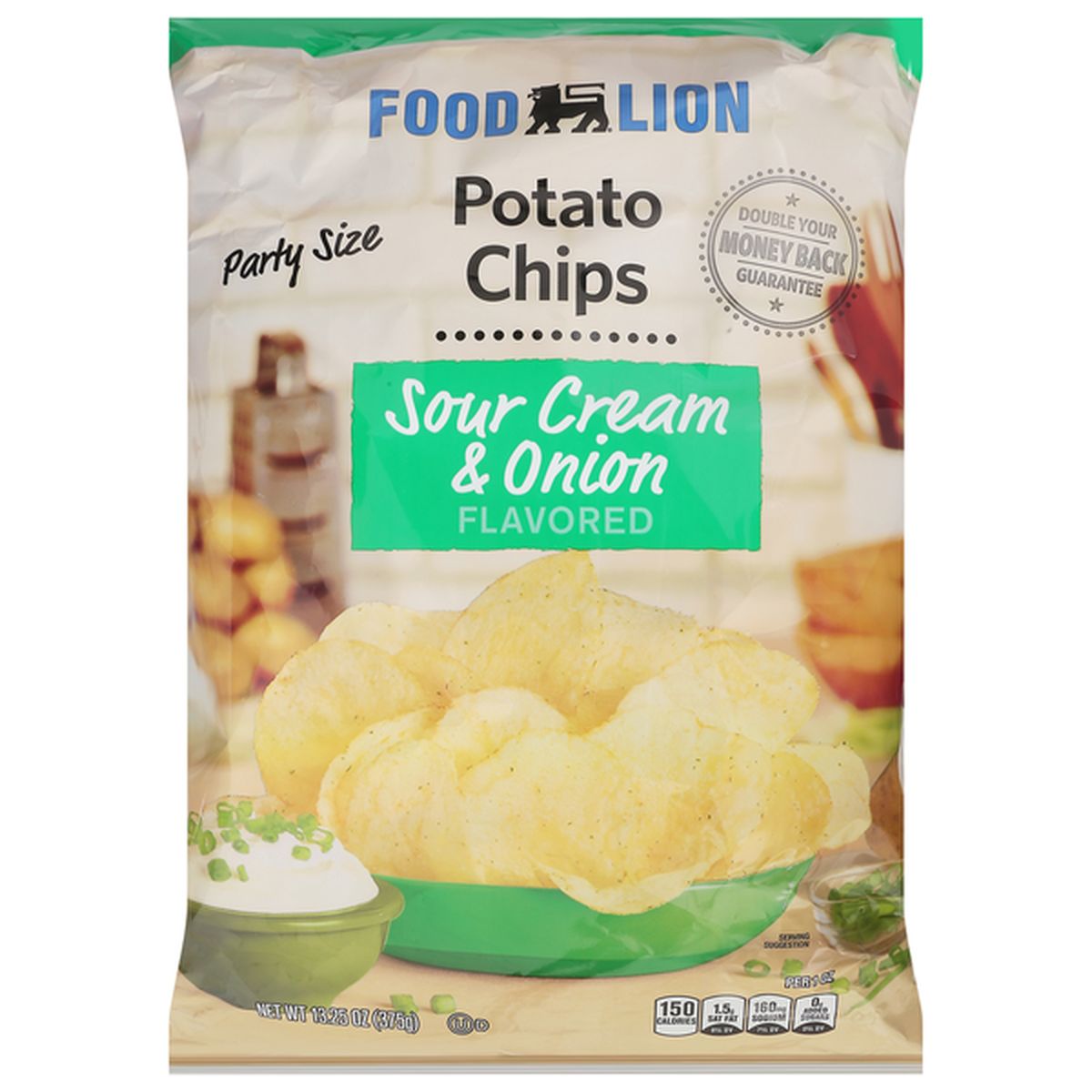 Food Lion Potato Chips, Sour Cream & Onion Flavored, Party Size | Fig App