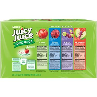 Juicy Juice Apple/Berry/Grape/Fruit Punch Variety Pack 100% Juice (4.23 ...