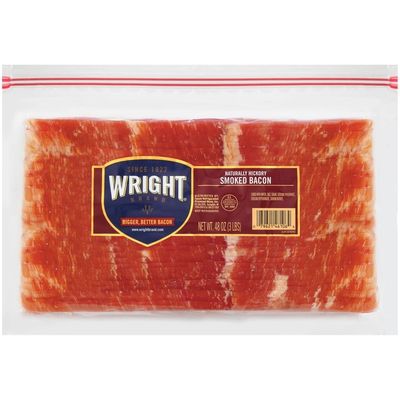 Wright Brand Thick Sliced Hickory Smoked Bacon, 3 lb. (48 oz) - Instacart