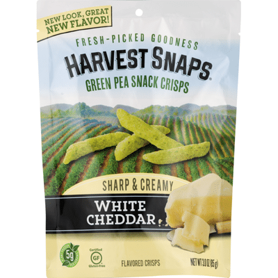 Harvest Snaps Green Pea Snack Crisps, White Cheddar, Sharp & Creamy (3 ...