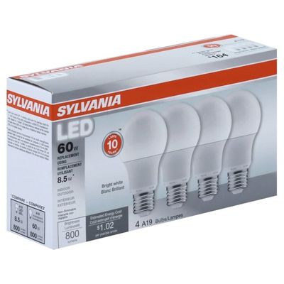 Sylvania Light Bulbs, LED, Bright White, 8.5 Watts (4 each) - Instacart
