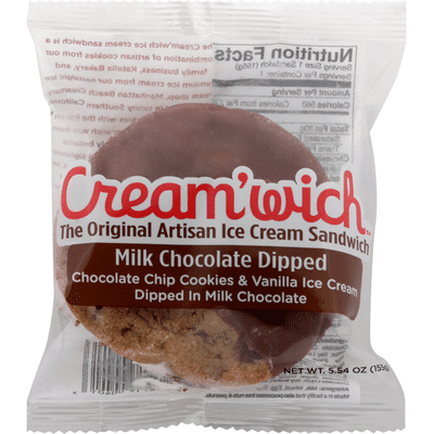 Cream'Wich Ice Cream Sandwich, Milk Chocolate Dipped (5.54 oz) - Instacart