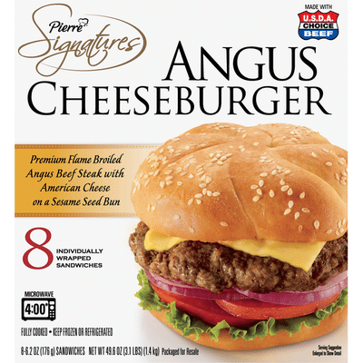 Pierre Signatures Cheeseburger, Angus, 8 Pack (6.2 oz) - Instacart