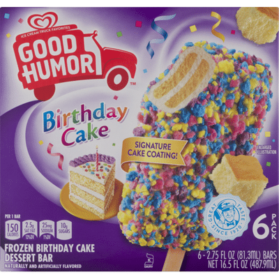 Good Humor Birthday Cake Frozen Birthday Cake Dessert Bar - 6 CT (2.75 ...