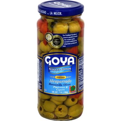 Goya Pitted Alcaparrado Manzanilla Olives, Pimientos & Capers, Reduced ...