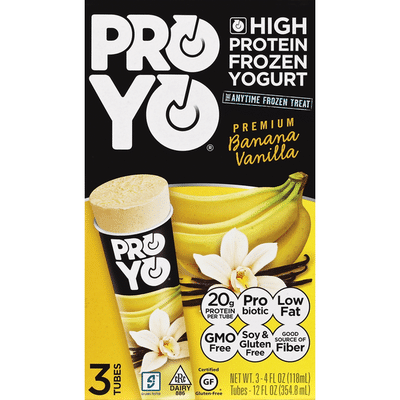ProYo Frozen Yogurt, High Protein, Premium, Banana Vanilla (3 each ...