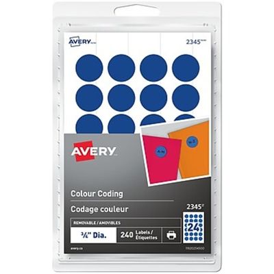 Avery 3/4" Round Blue Print or Write Removable Colour-Coding Labels ...
