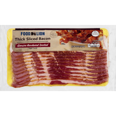Food Lion Bacon, Thick Sliced, Genuine Hardwood Smoked (16 oz) Delivery ...
