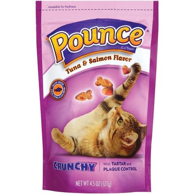 Pounce Tartar Control Crunchy Tuna & Salmon Flavor Cat Treats (4.5 oz ...