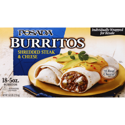 Posada Burritos, Shredded Steak & Cheese (18 each) - Instacart