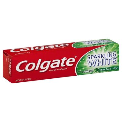 Colgate Toothpaste, Gel, Fluoride, Mint Zinc, Sparkling White, Box (4.6 ...