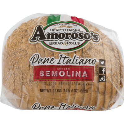 Amoroso's Bread Pane Italiano Seeded Semolina Round Sliced, Bag (22 oz ...