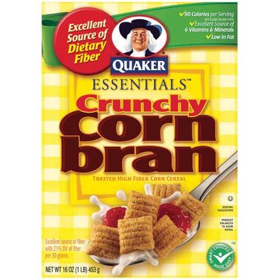 Quaker Essentials Toasted High Fiber Crunchy Corn Bran Cereal (16 oz ...