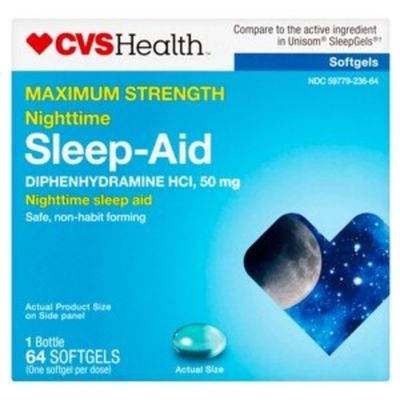 CVS Pharmacy Nighttime Sleep Aid Softgels Maximum Strength (64 ct ...