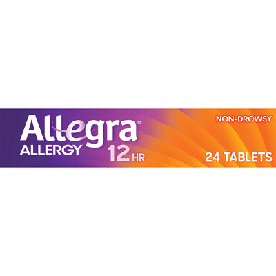 Allegra Allergy Relief, 60 mg, Indoor/Outdoor, 12 Hr, Non-Drowsy ...