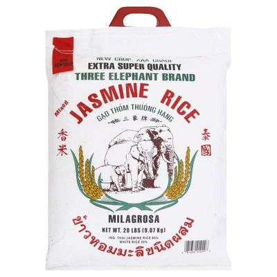 Three Elephants Rice, Jasmine, Mixed (20 lb) - Instacart