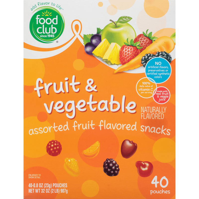 Food Club Fruit Snacks, Assorted, Fruit & Vegetable (40 each) - Instacart