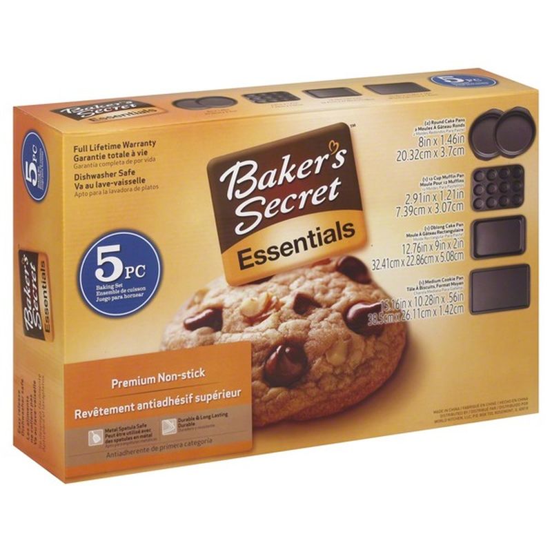 Baker's Secret Essentials, Premium Non-Stick, 5 Pc Baking Set, Box (5 ...