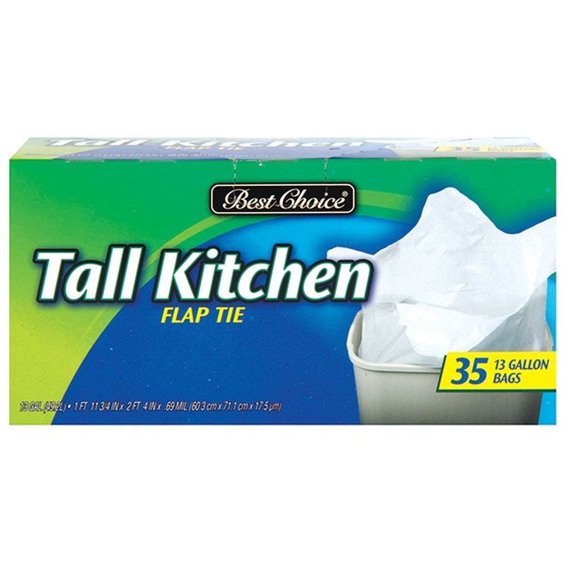 Best Choice Tall Kitchen Handle Tie Trash Bags (35 ct) - Instacart
