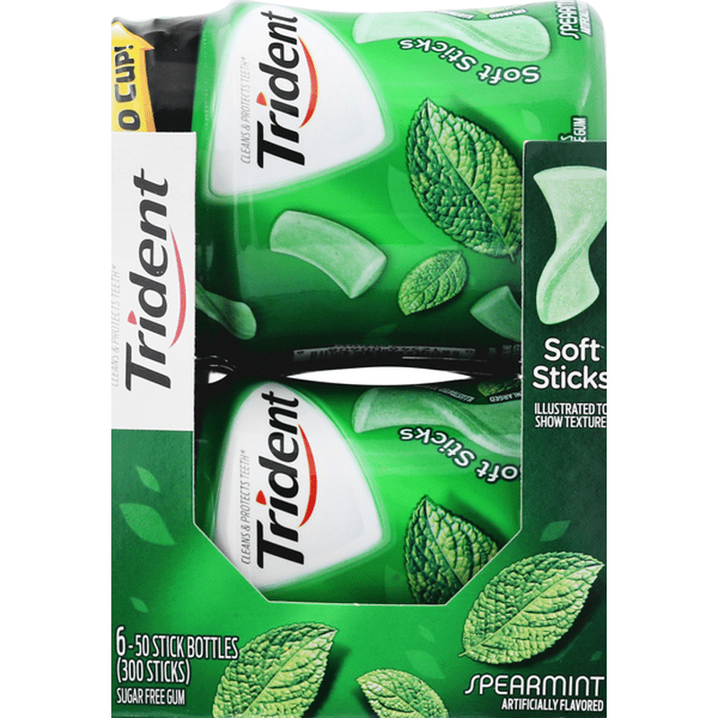 Trident Gum, Sugar Free, Spearmint, Soft Sticks (6 each) - Instacart