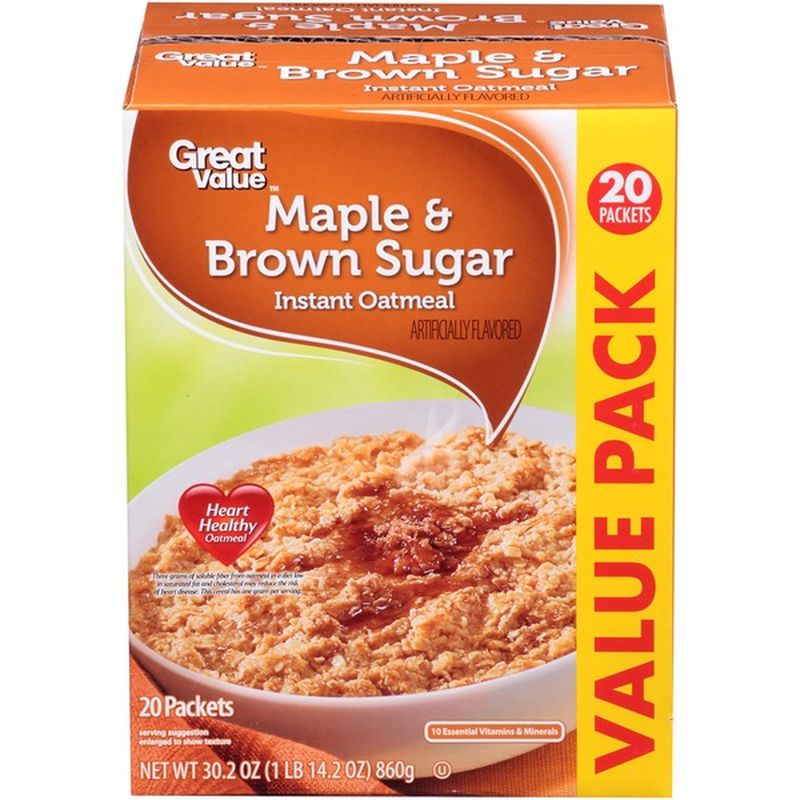 Great Value Maple & Brown Sugar Instant Oatmeal (30.2 oz) - Instacart