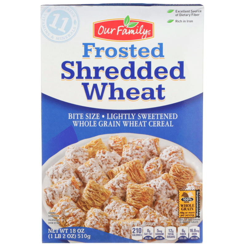 Our Family Frosted Shredded Wheat Bite Size Lightly Sweetened Whole ...