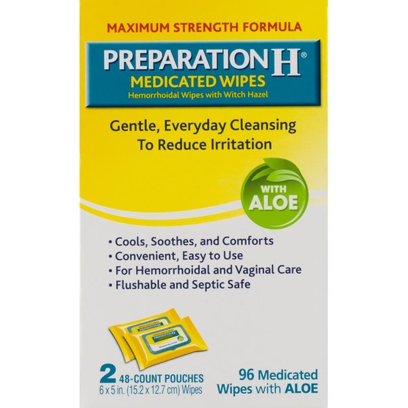 Preparation H Medicated Hemorrhoidal Wipes with Witch Hazel (96 ct ...