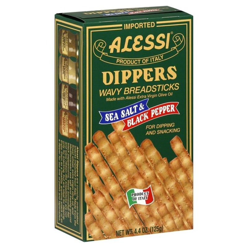 Alessi Breadsticks, Wavy, Sea Salt & Black Pepper (4.4 oz) - Instacart