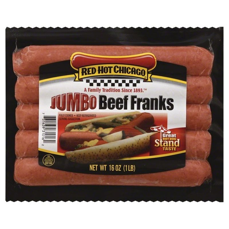 Red Hot Chicago Beef Franks, Jumbo, Vacuum Packed (16 oz) - Instacart