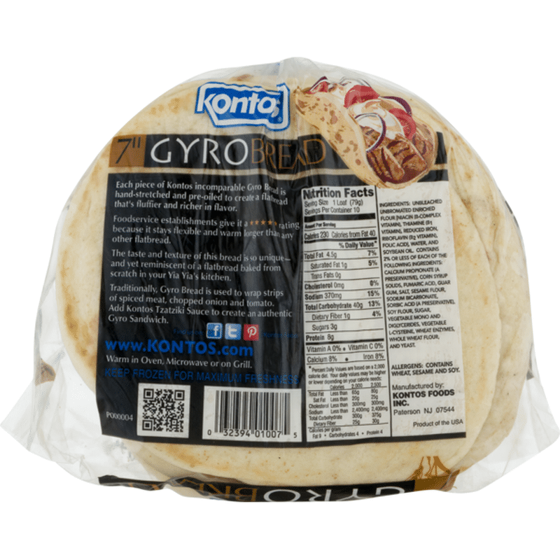 Kontos Gyro Bread Pre-Oiled - 10 CT (28 oz) - Instacart