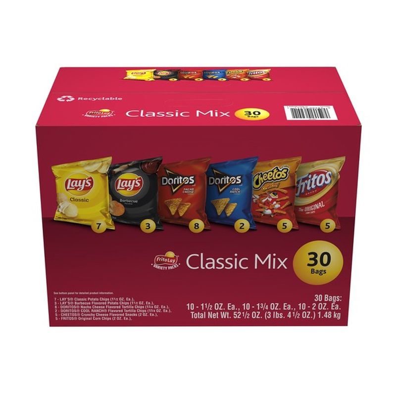 Frito Lay's Variety Pack Classic Mix Snacks (30 ct) - Instacart