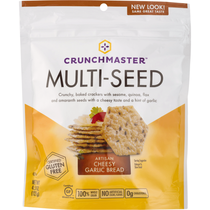 Crunchmaster Multi-Seed Crackers Artisan Cheesy Garlic Bread (4.5 oz ...