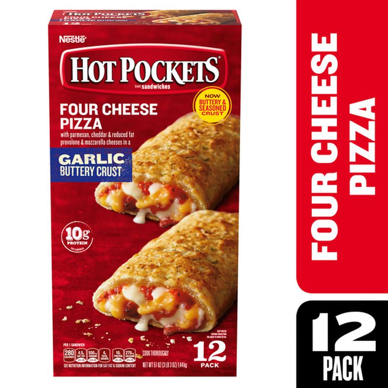 Hot Pockets Four Cheese Pizza Garlic Buttery Crust Frozen Snacks (12 ct ...