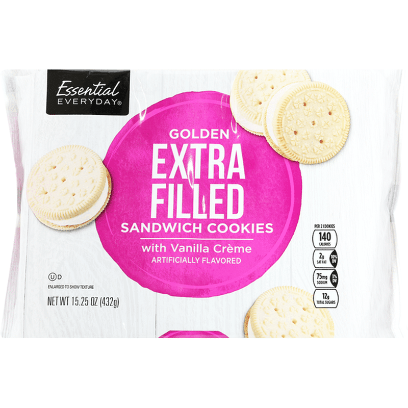 Essential Everyday Sandwich Cookies with Vanilla Creme, Golden, Extra ...