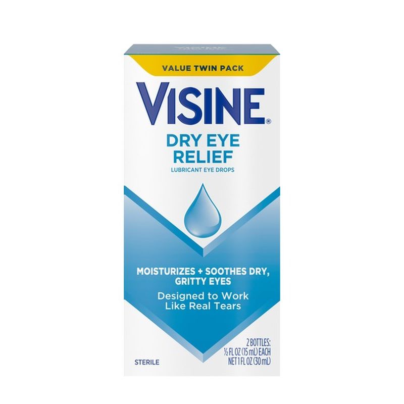 Visine Dry Eye Relief Lubricant Eye Drops, Pack Of 2, Twin Pack (0.5 fl ...