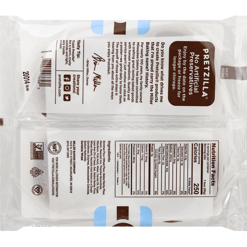 Pretzilla Burger Buns Soft Pretzel 4 Ct Instacart
