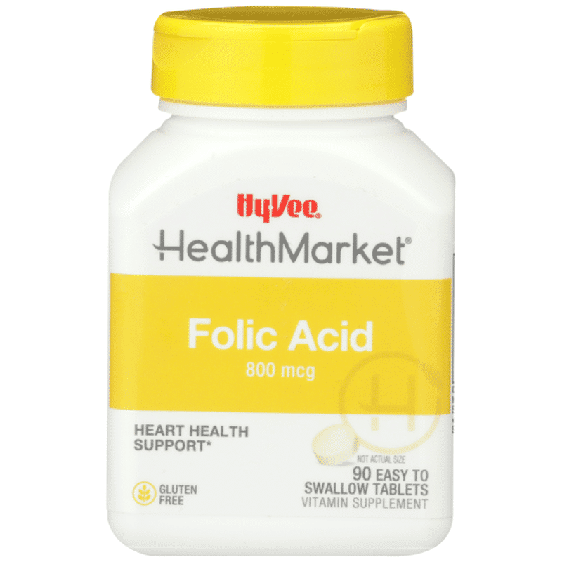 Hy-Vee Healthmarket, Folic Acid 800 Mcg Heart Health Support Vitamin ...