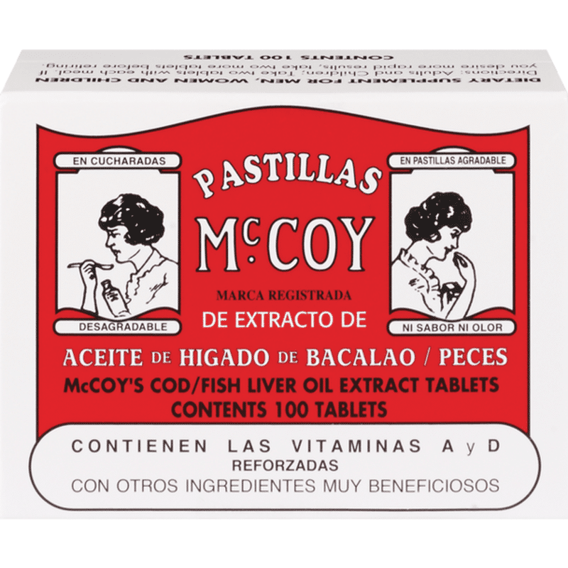 Pastillas Mccoy Mccoy's Cod/fish Liver Oil Extract Tablets (100 ct ...