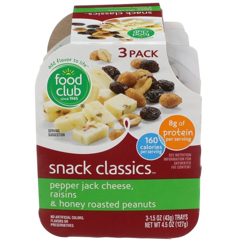 Food Club Snack Classics, Pepper Jack Cheese, Raisins & Honey Roasted ...