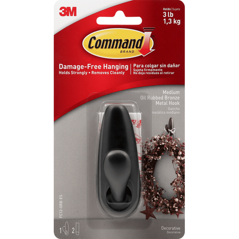 3M Command Hook, Decorative, Metal, Oil Rubbed Bronze, Medium (1 each ...