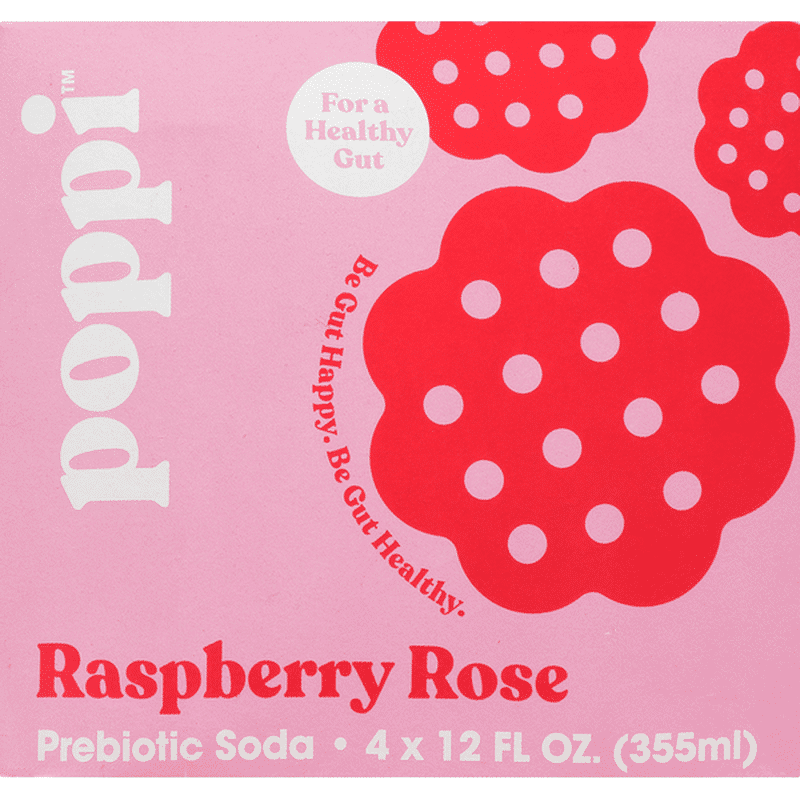 Poppi Prebiotic Soda, Raspberry Rose (4 each) - Instacart