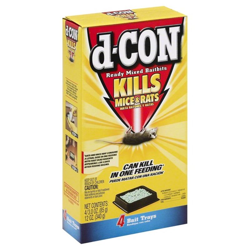 d-CON Ready Mixed Baitbits Kills Mice & Rats Bait Trays - 4 CT (12 oz ...