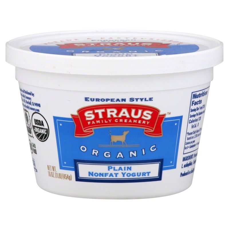 Straus Family Creamery Organic Non Fat European Style Plain Yogurt (16 ...