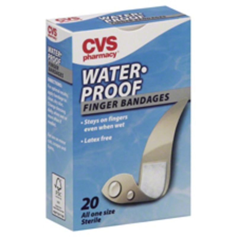 Cvs Waterproof Finger Bandages All One Size 20 Ct Instacart