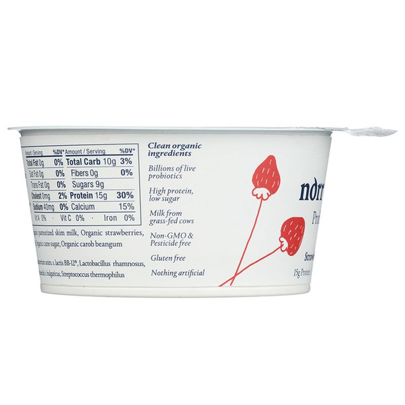 Norr Organic Probiotic Skyr Yogurt, Strawberry & Rhubarb, Non-fat (5.3 ...