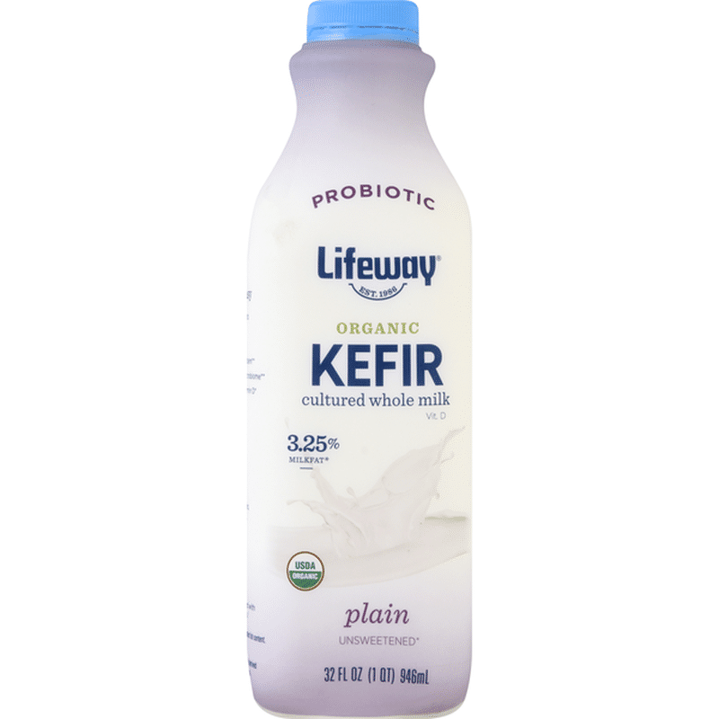 Lifeway Plain Unsweetened Organic Kefir Cultured Whole Milk (32 fl oz ...