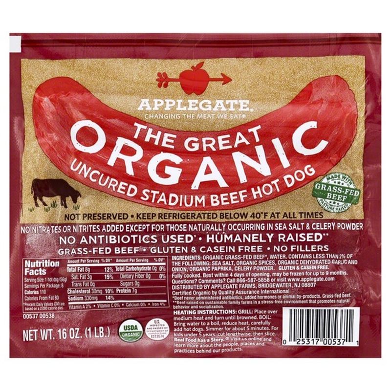 Applegate Organic Stadium Hot Dogs (16 oz) - Instacart