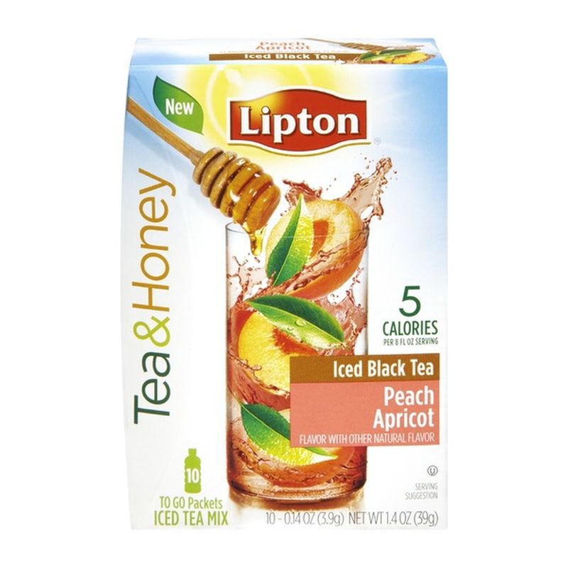 Lipton Tea & Honey Peach Apricot Iced Black Tea To-Go Packets 10 ct (1. ...