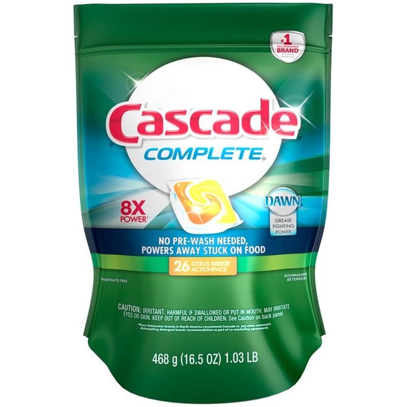 Cascade Complete Citrus Breeze ActionPacs Dishwasher Detergent (16.5 oz ...